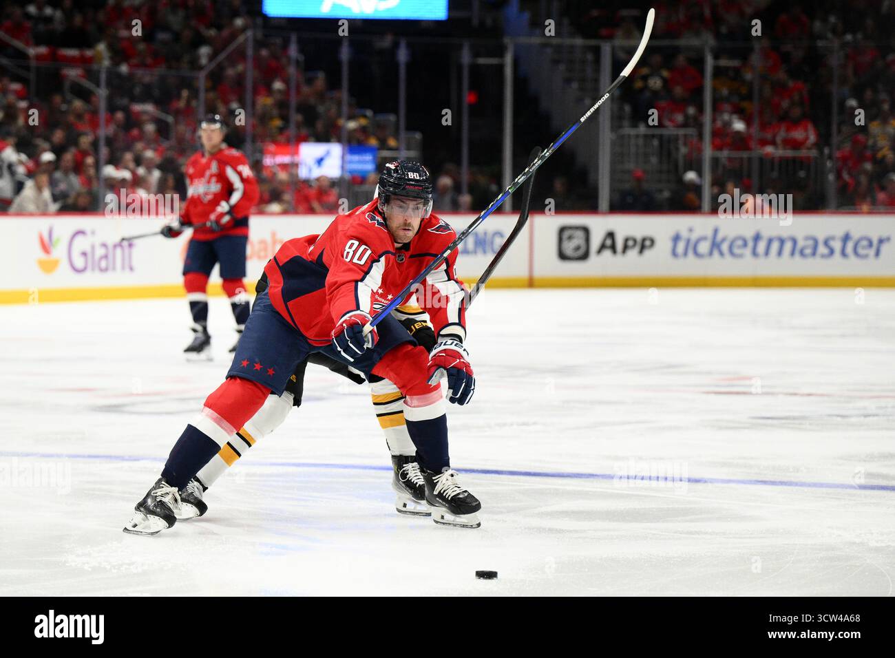 Washington Capitals left wing Pierre-Luc Dubois (80) in action during ...