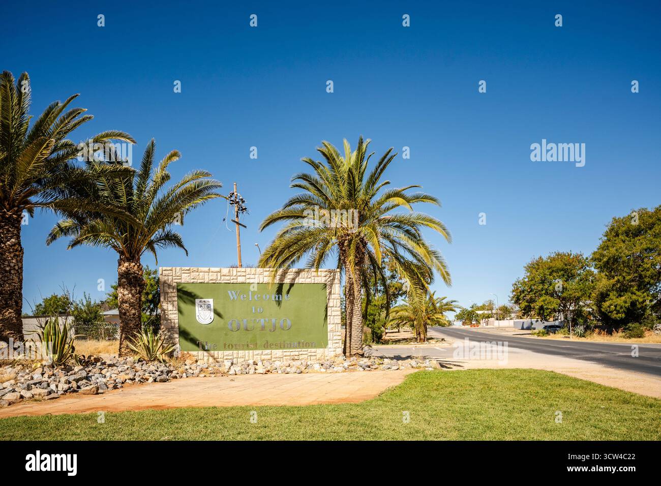 The Outjo Welcome Sign in Namibia - 18 Augugst, 2025: greets travelers ...