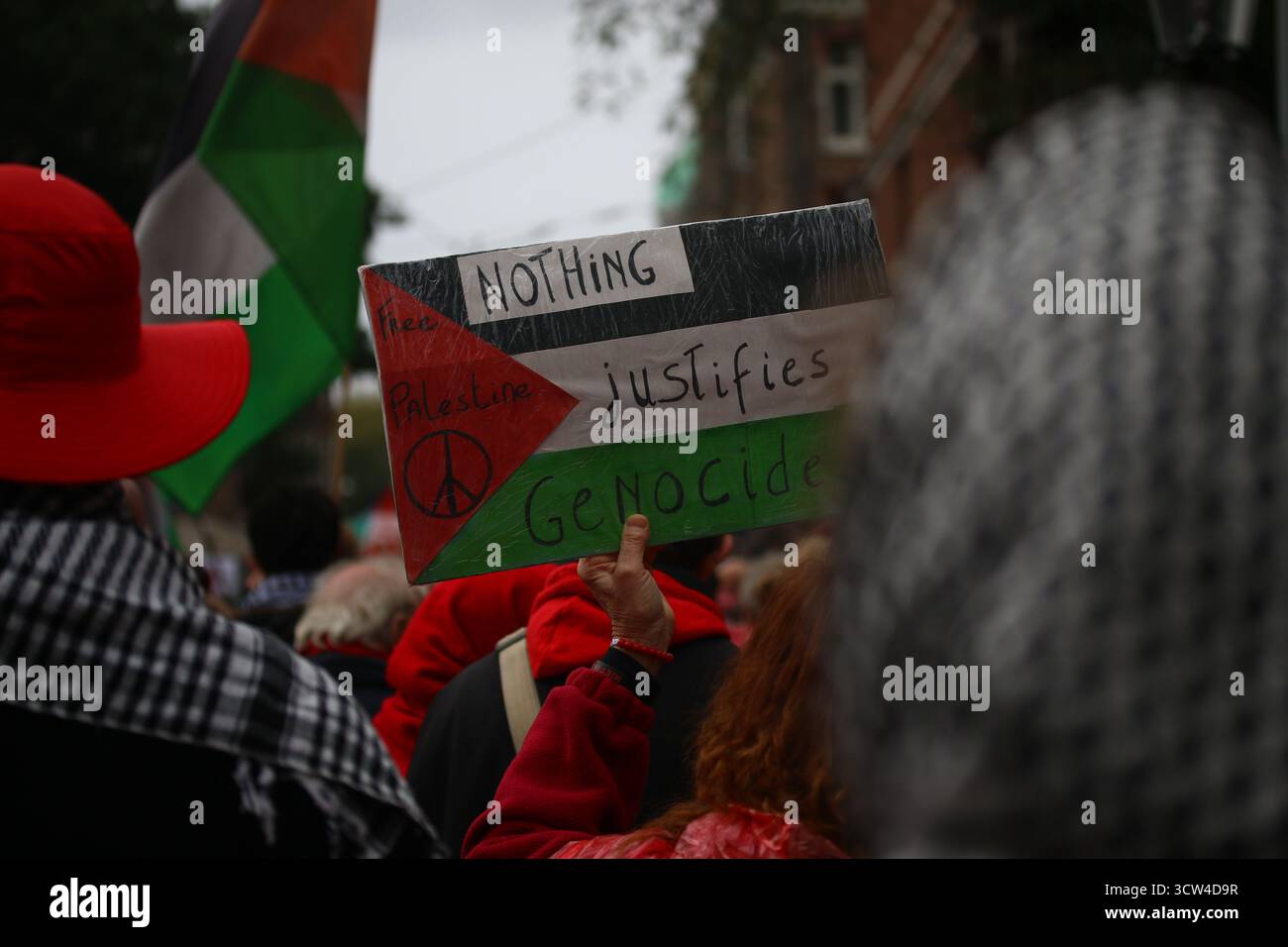 Pro-Palestinian demonstrators gather during the "Red Line" protest in ...