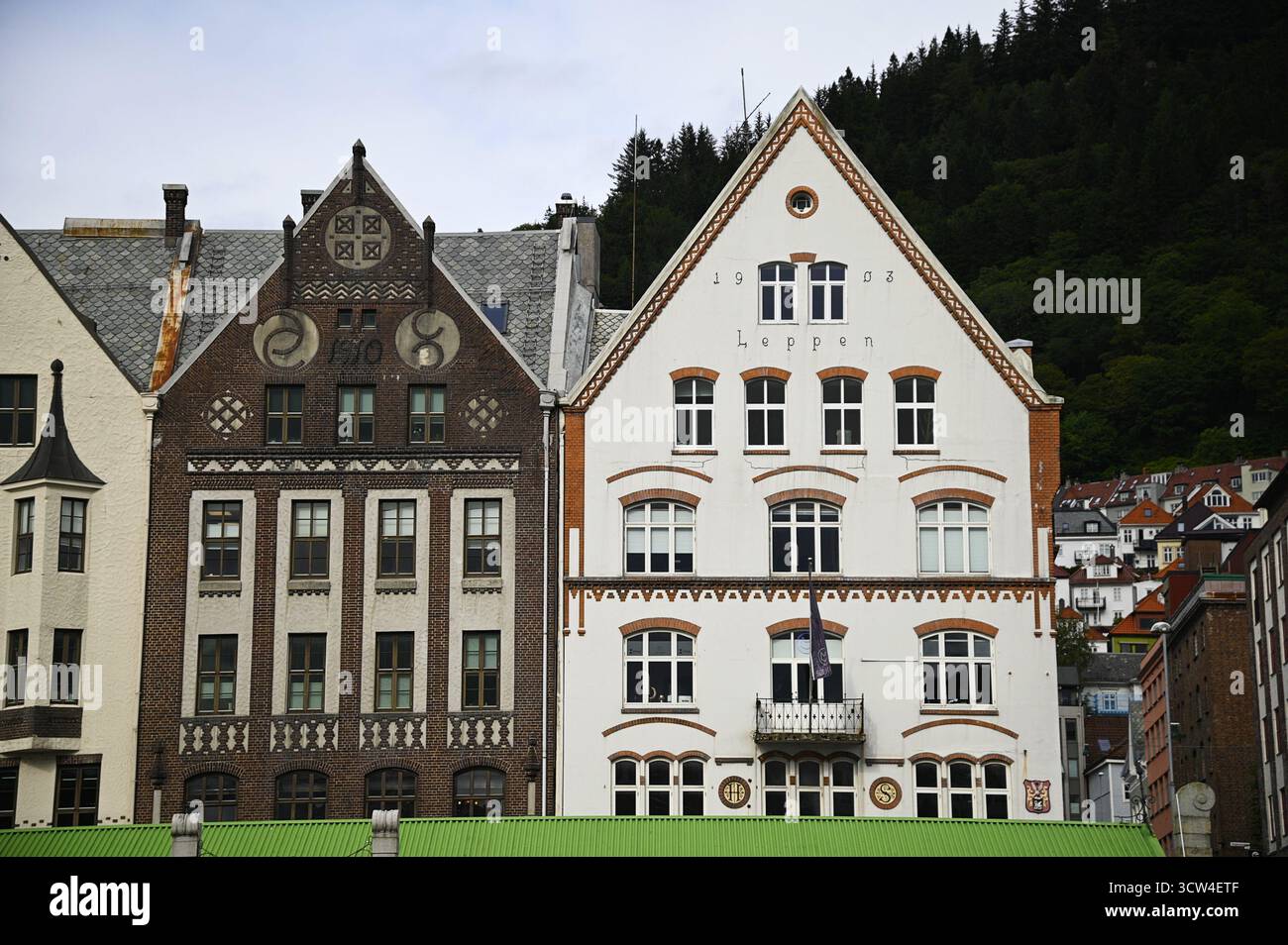 Traditional, iconic Hanseatic wharf buildings in Bryggen the historic ...
