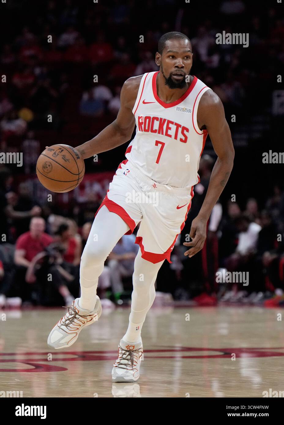 Houston Rockets forward Kevin Durant controls the ball during an NBA ...