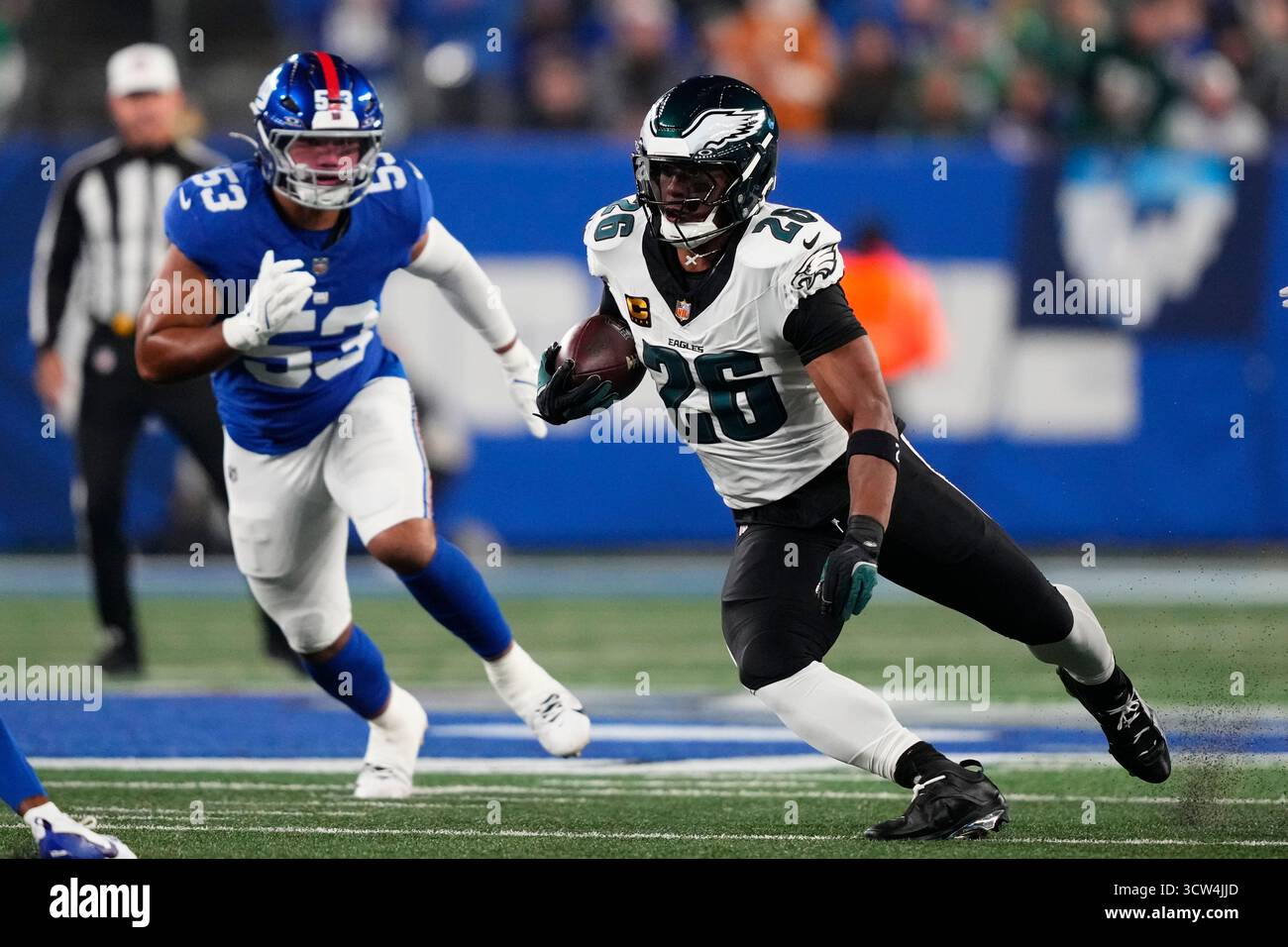 Philadelphia Eagles' Saquon Barkley runs during the first half of an ...