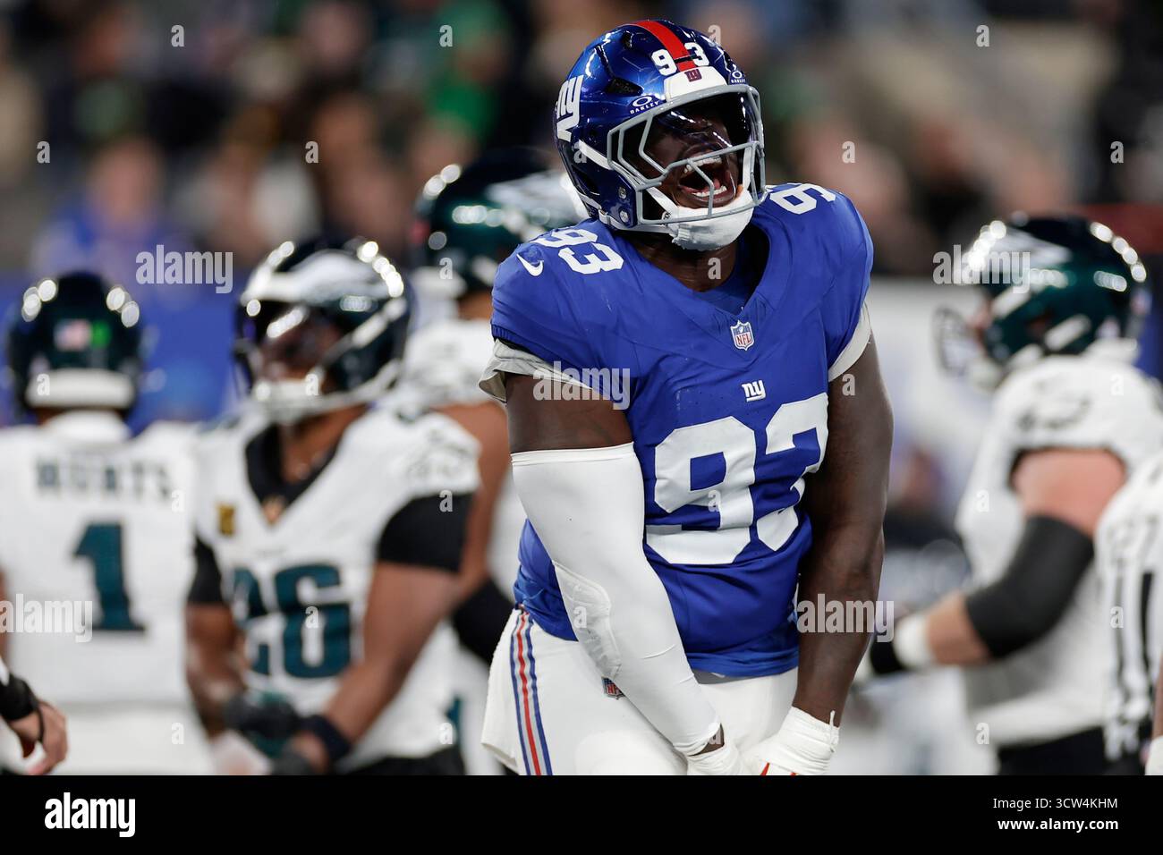 New York Giants' Rakeem Nunez-Roches reacts after a tackle during the ...