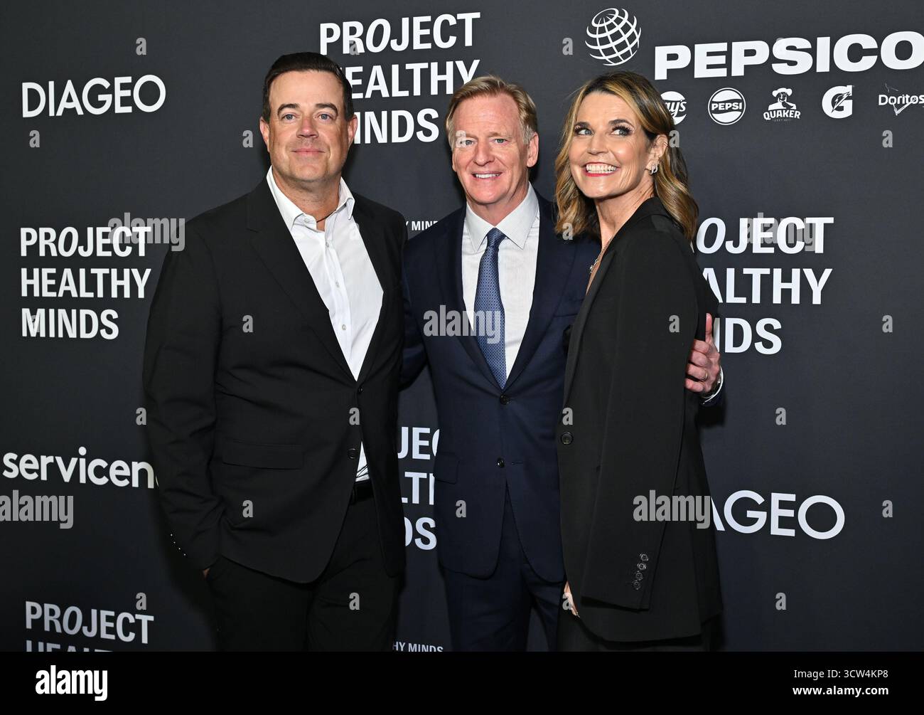 Carson Daly, left, Roger Goodell and Savannah Guthrie attend the third ...