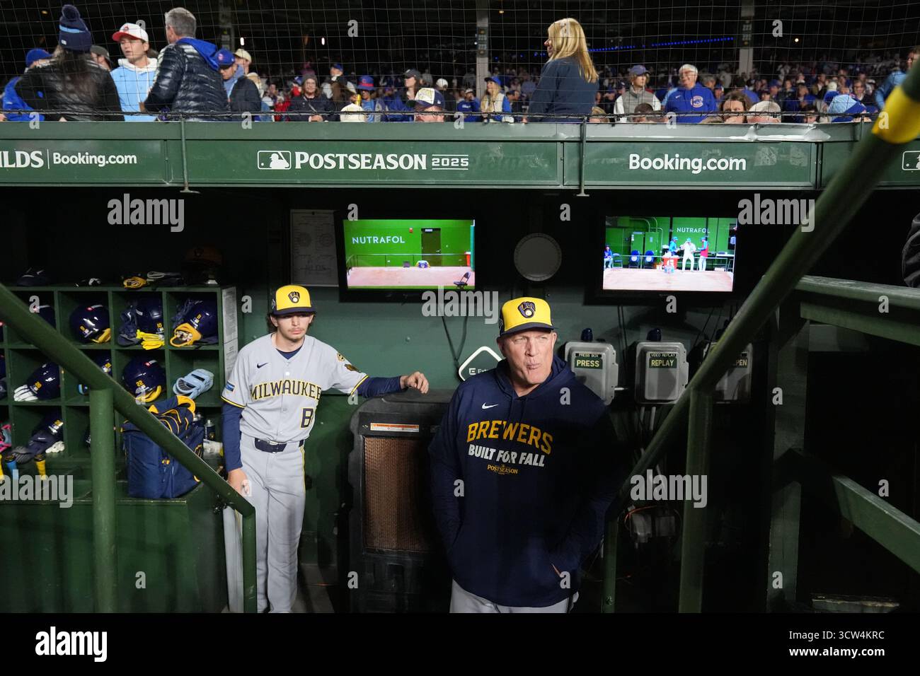 Milwaukee Brewers manager Pat Murphy stands in the dugout before Game 4 ...