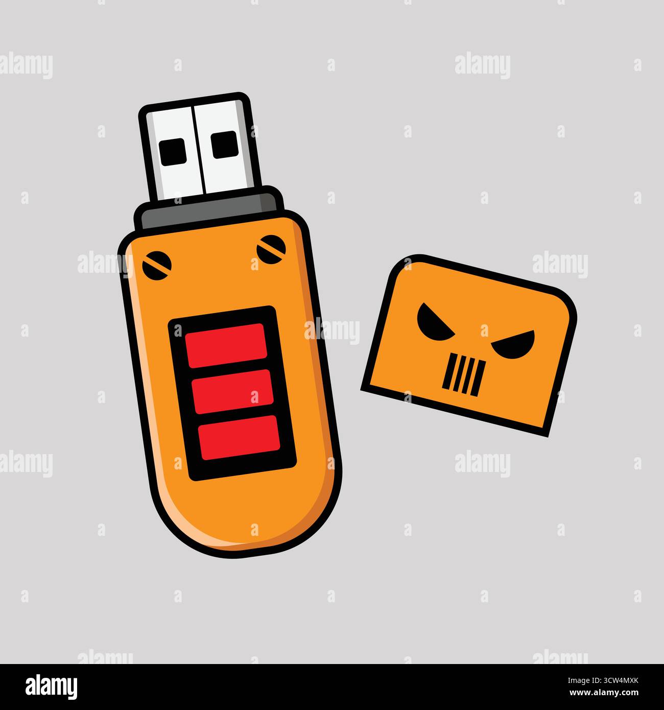 Creative cartoon illustration of a monster-shaped robot flash drive ...