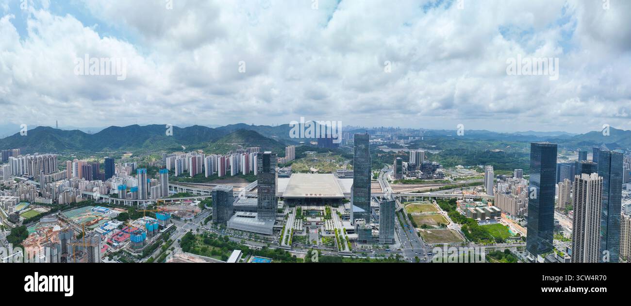 Aerial photography of Shenzhen North Station in Longhua District ...