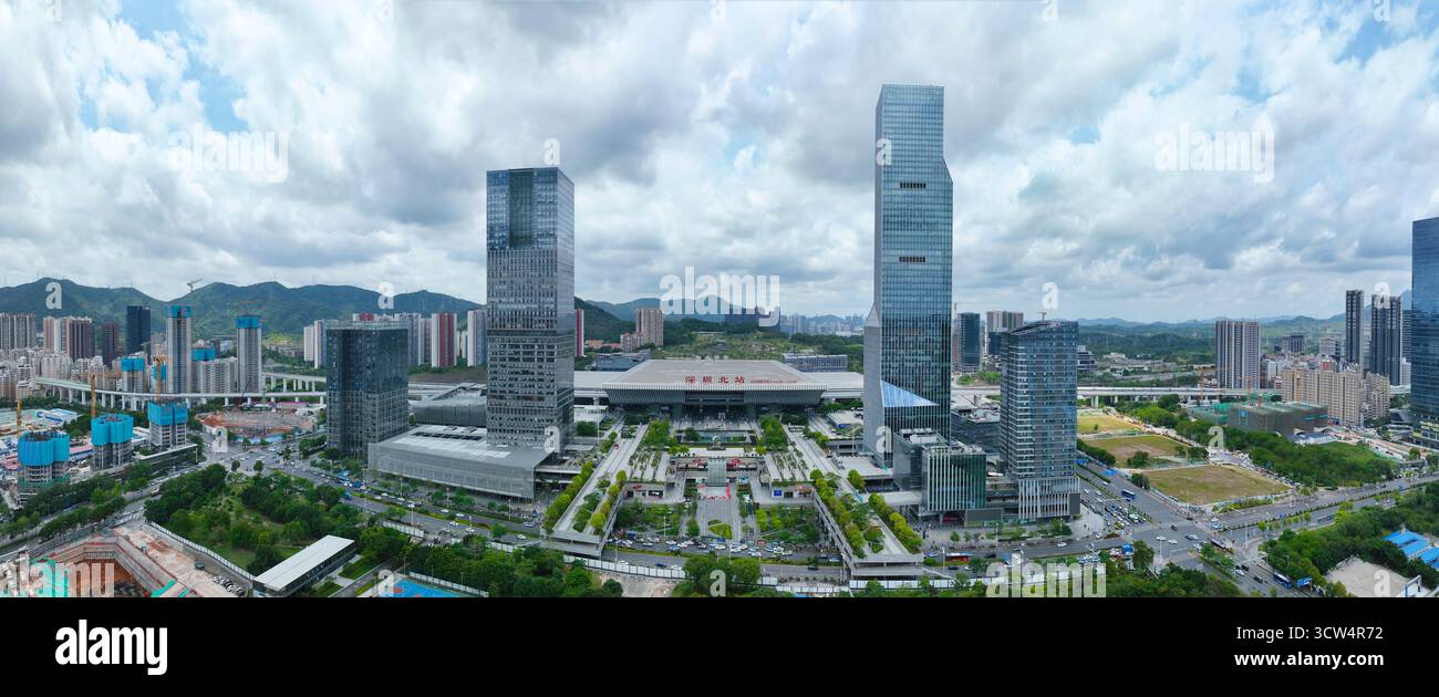 Aerial photography of Shenzhen North Station in Longhua District ...