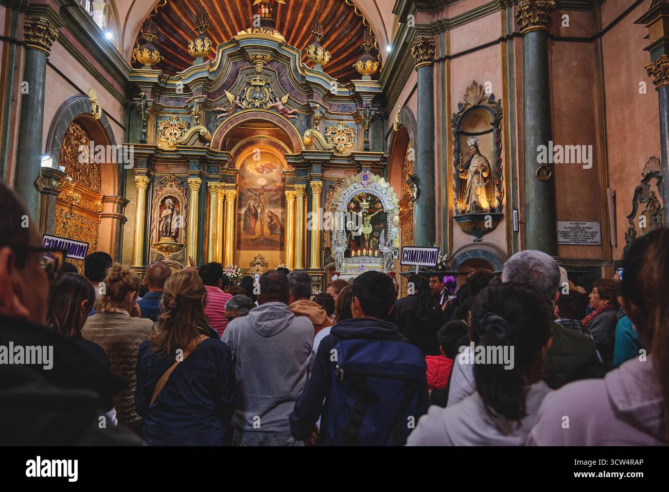 LIMA, Peru. 06 october 2025: People attending religious service in ...