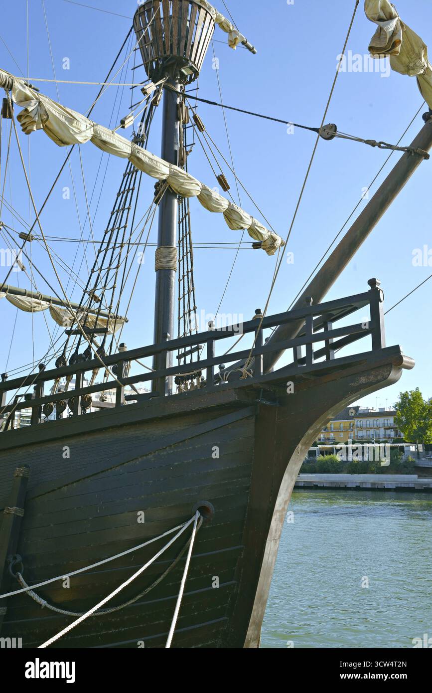 The replica of the Nao Victoria is located at the Delicias dock in ...