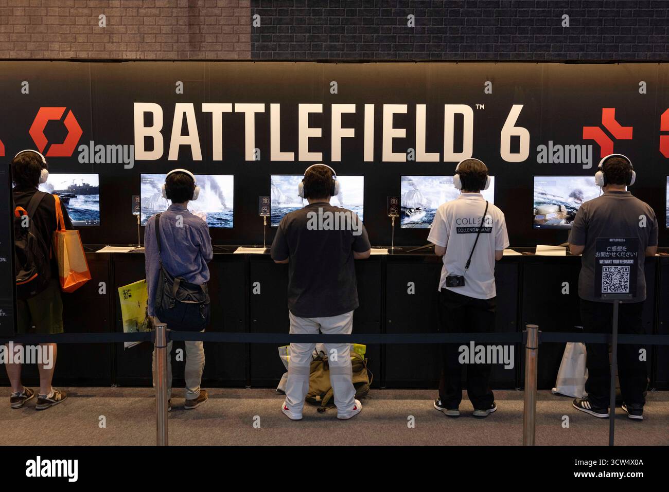 Visitors play Battlefield 6 ahead of its release on October 10, 2025 at ...