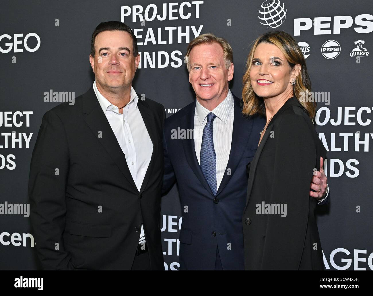 Carson Daly, left, Roger Goodell and Savannah Guthrie attend the third ...