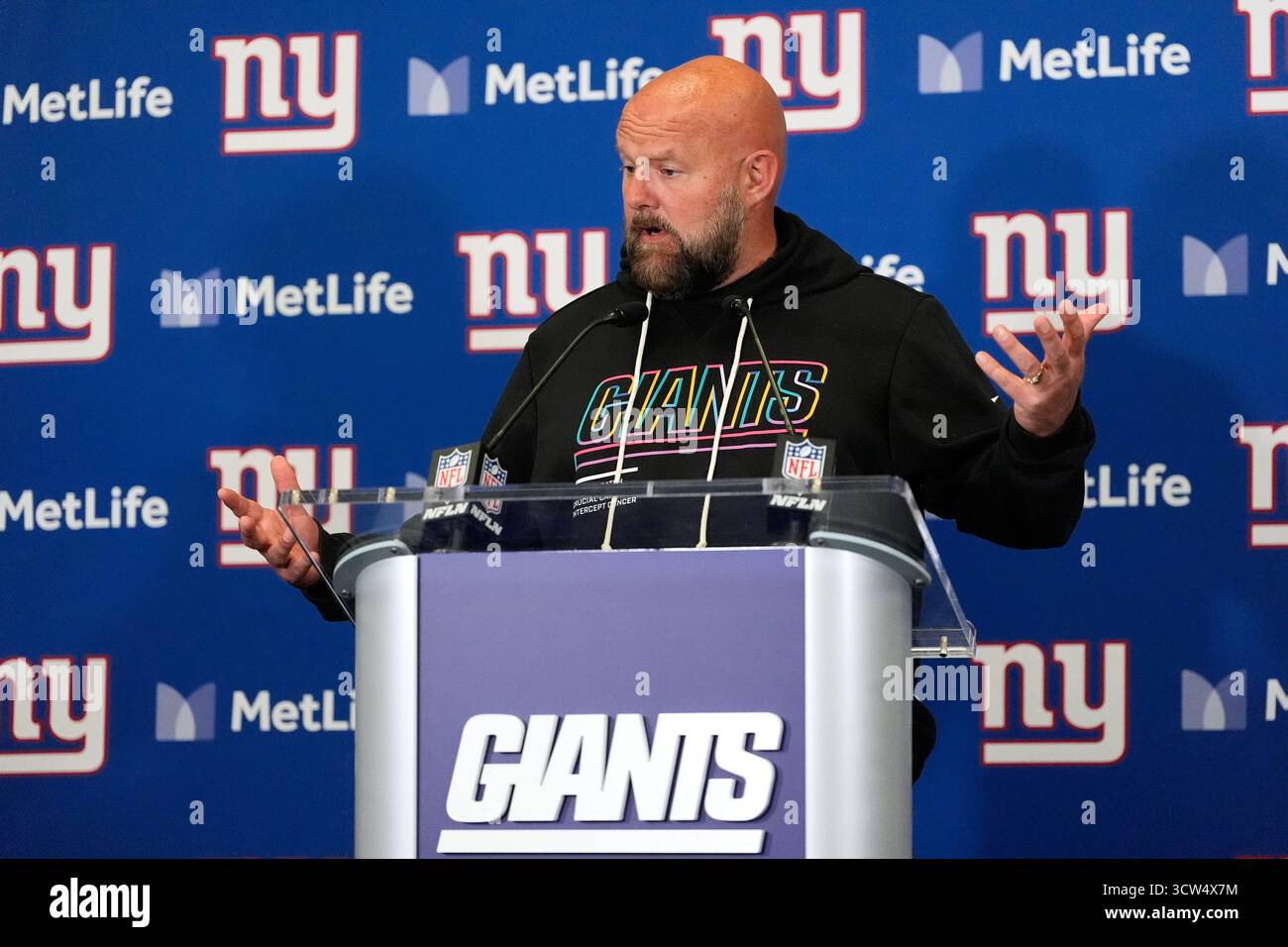 New York Giants' Brian Daboll speaks during a news conference after an ...