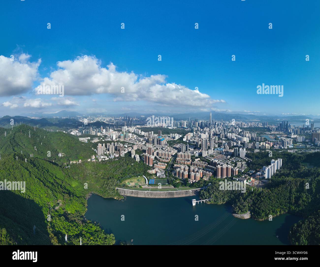 Aerial photography of Meilin Reservoir in Futian District, Shenzhen ...