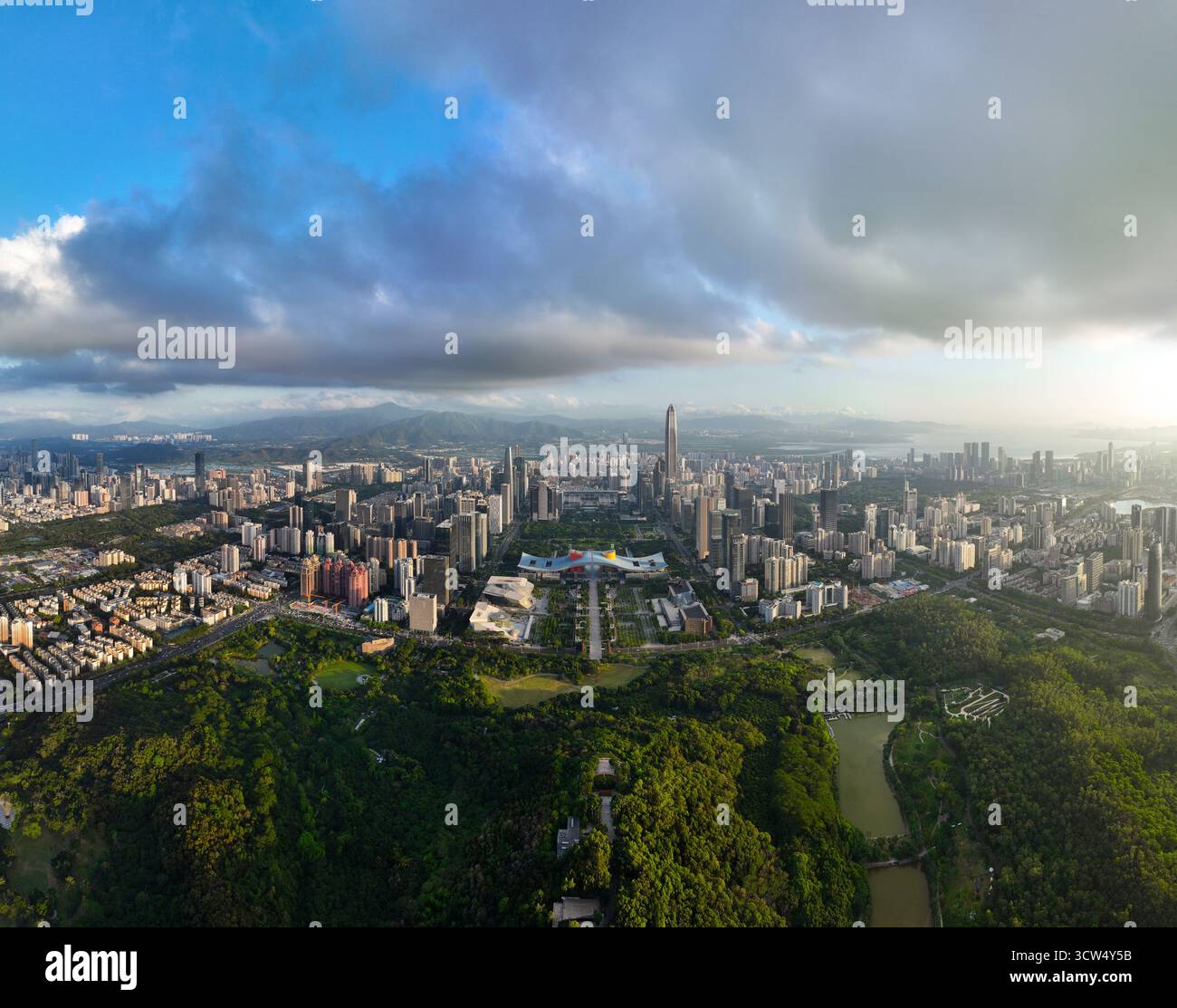 Aerial photography of Lianhua Mountain Park in Futian CBD Civic Center ...