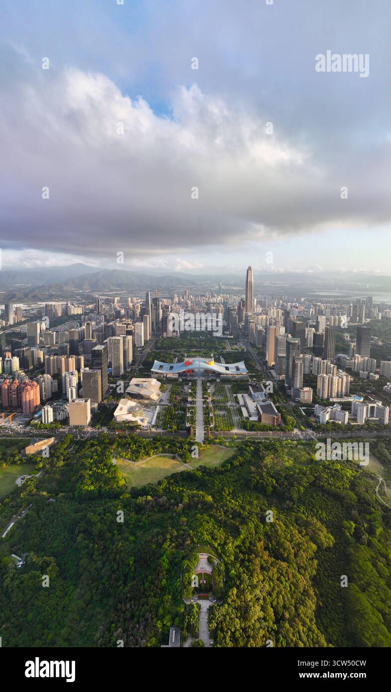 Aerial photography of Lianhua Mountain Park in Futian CBD Civic Center ...