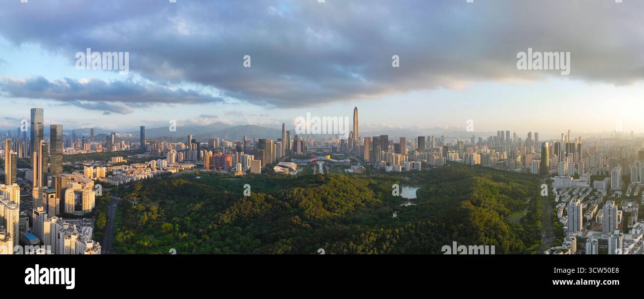 Aerial photography of Lianhua Mountain Park in Futian CBD Civic Center ...