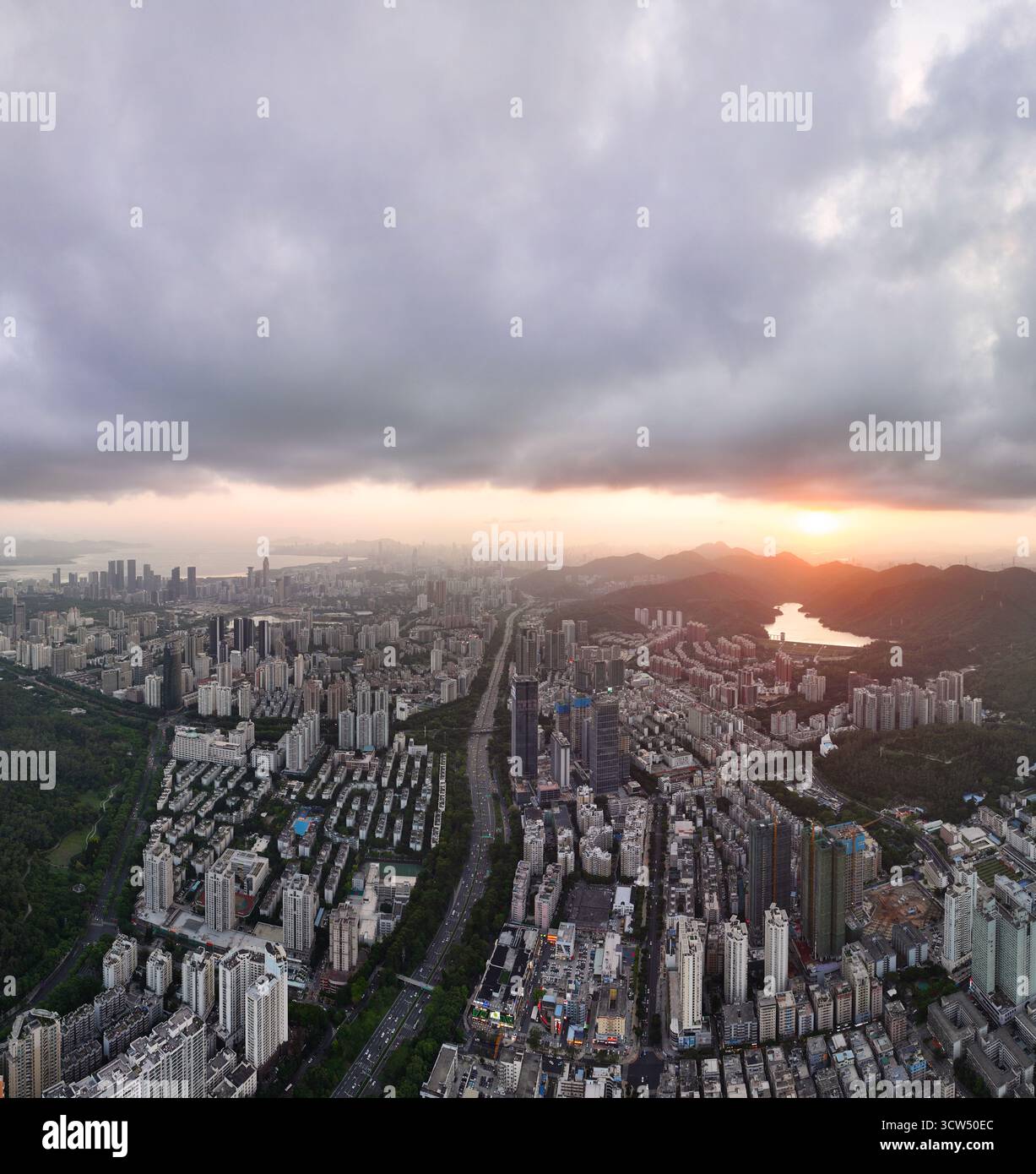 Aerial photography of Lianhua Mountain Park in Futian CBD Civic Center ...