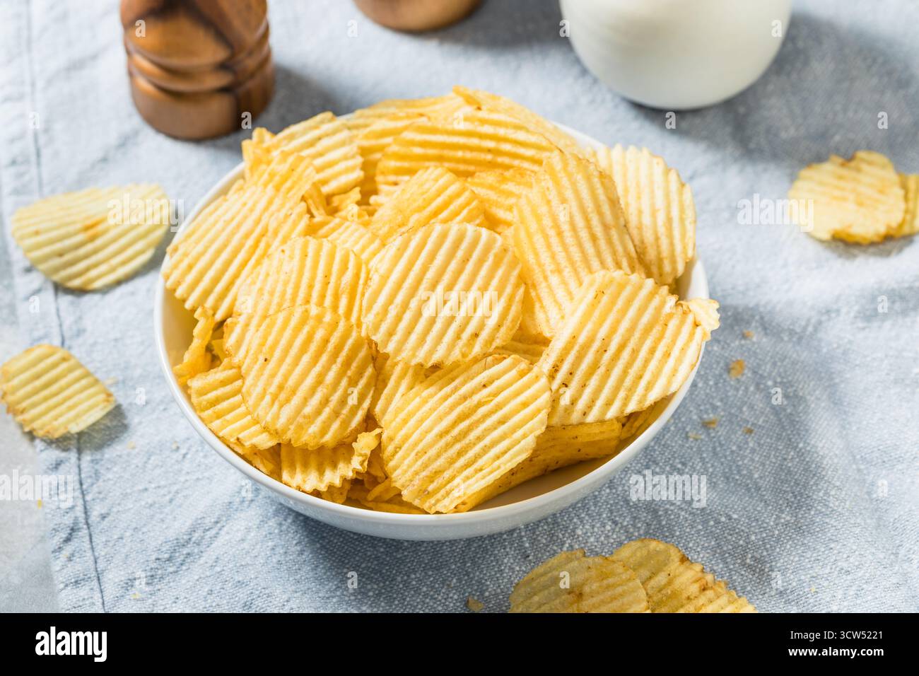 Homemade Ruffled Crinkle Cut Potato Chips with Sea Salt Stock Photo - Alamy