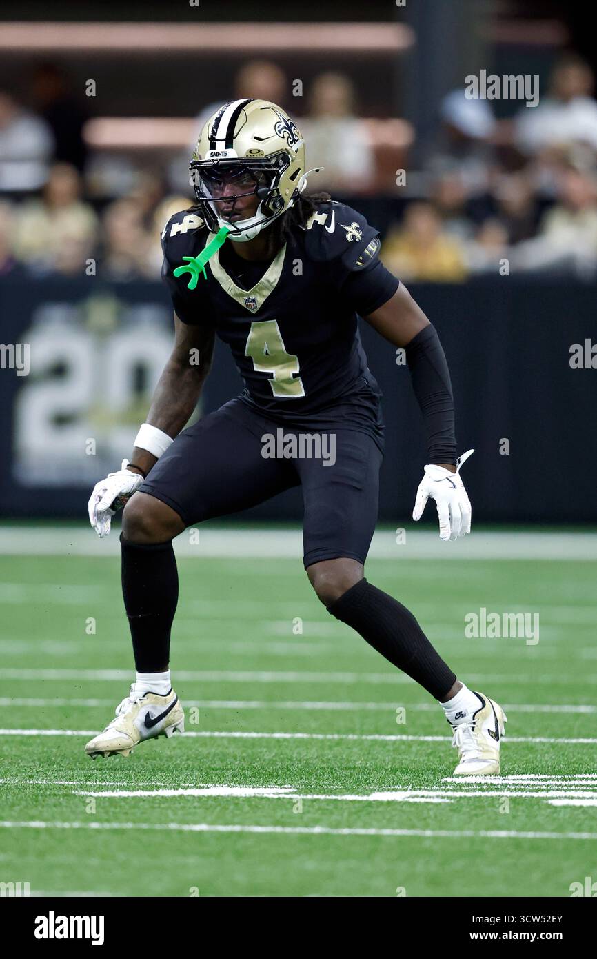 New Orleans Saints cornerback Kool-Aid McKinstry (4) defends during an ...