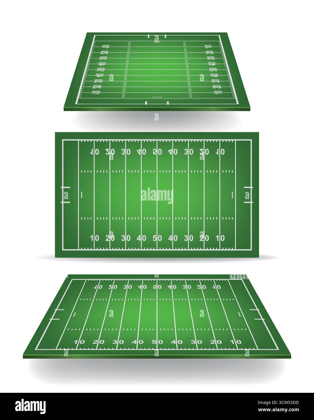 American Football Field Set, Vector Illustration. Green American ...