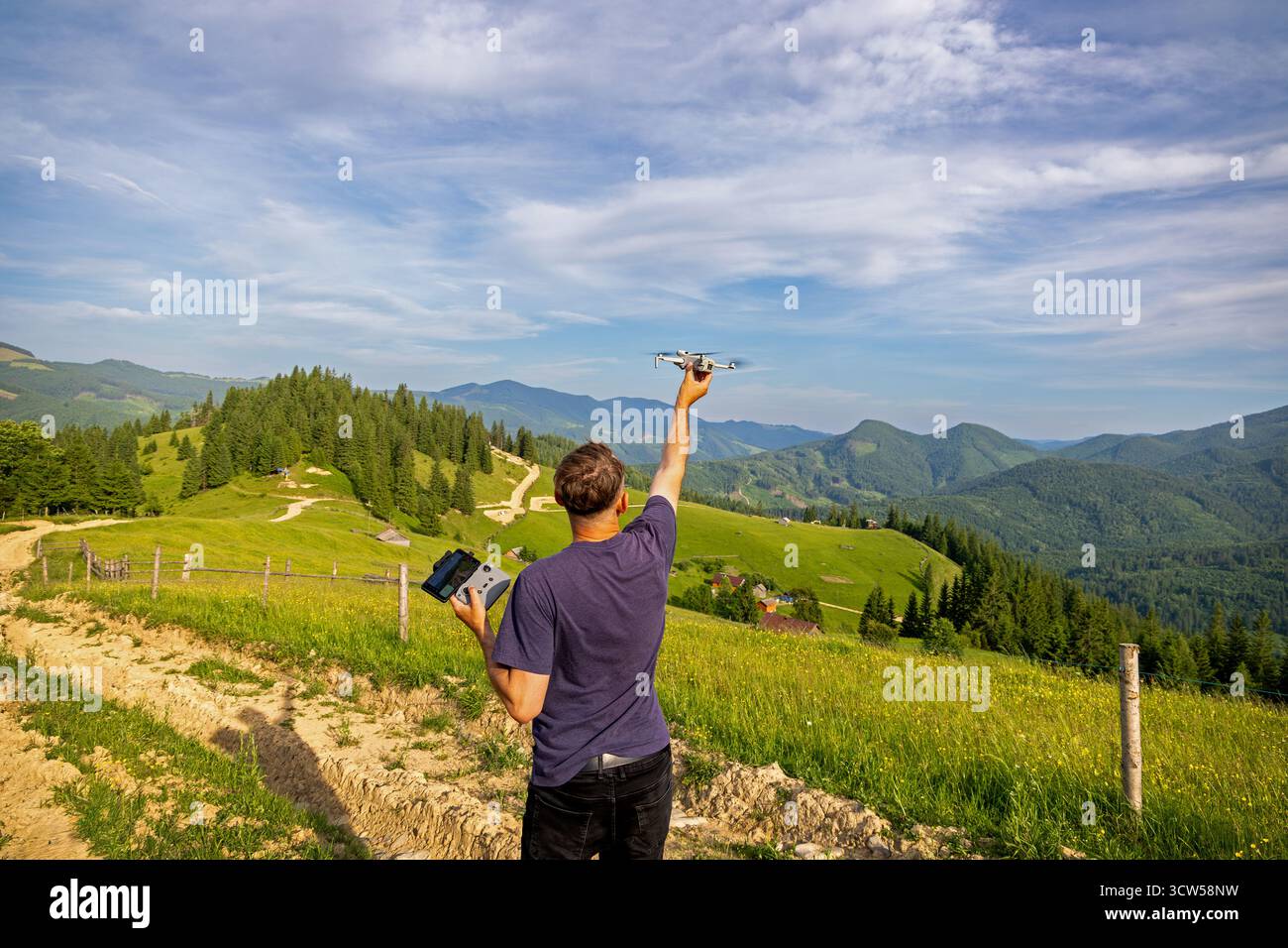 Flying over field overlooking forest hi-res stock photography and ...