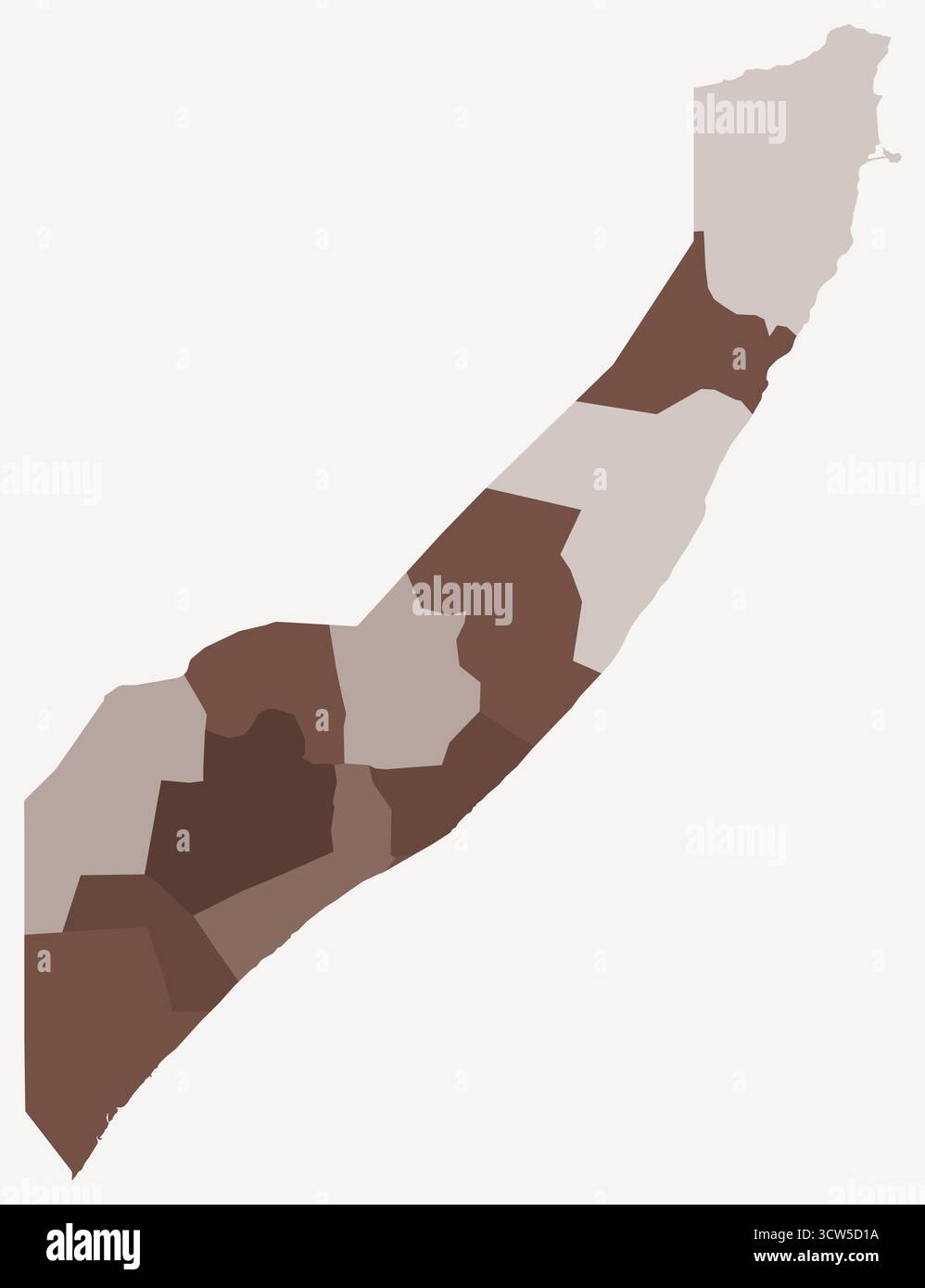 Map of Somalia with regions. Just a simple country border map with ...