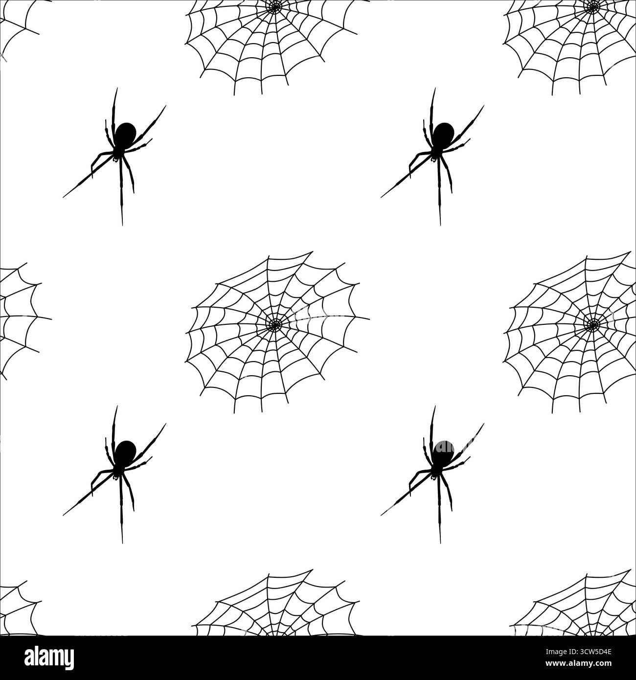 Decorative pattern featuring spiders and webs in black and white for ...