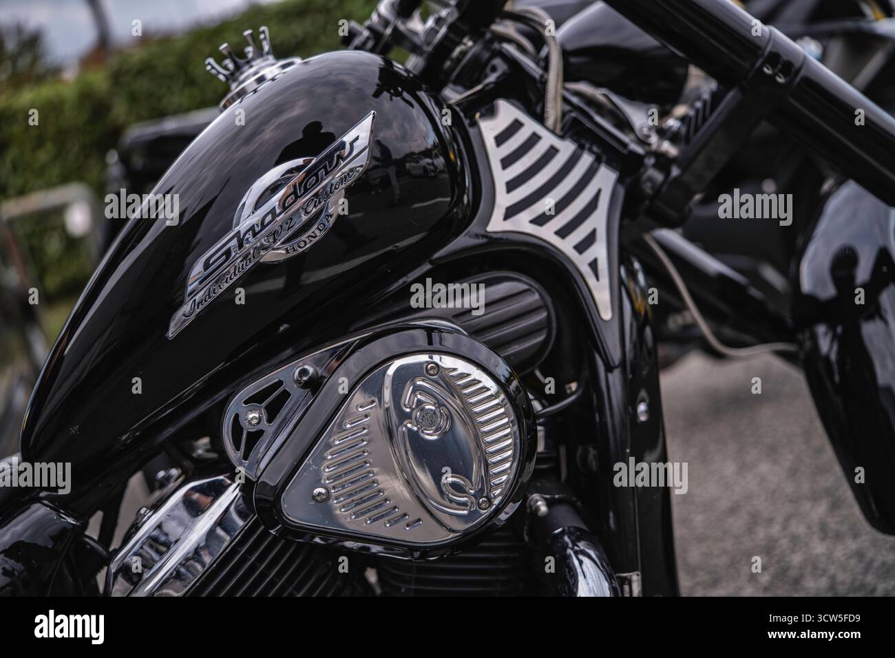Rome, italy 10 september 2025: honda shadow custom cruiser motorcycle ...