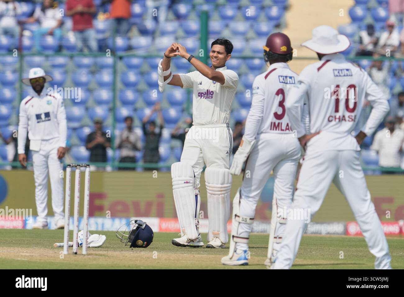 India's Yashasvi Jaiswal celebrates after scoring a century on the ...