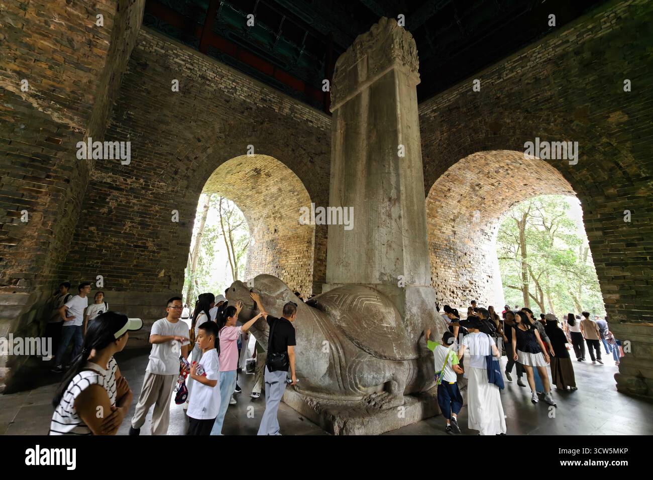 Tourists visit the Ming Xiaoling scenic area in Nanjing City, east ...