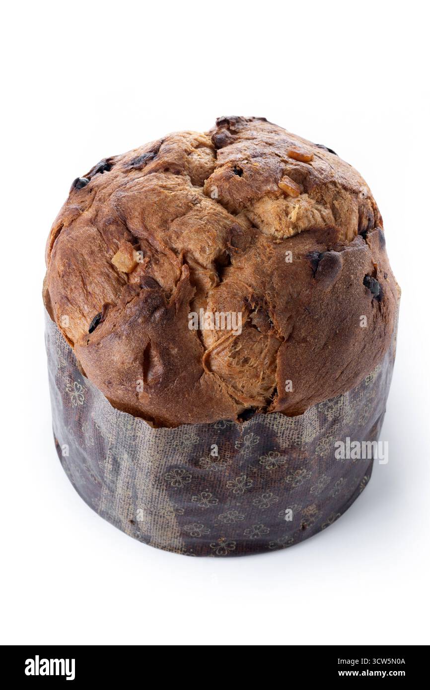 Delicious homemade Italian panettone isolated on white background Stock ...