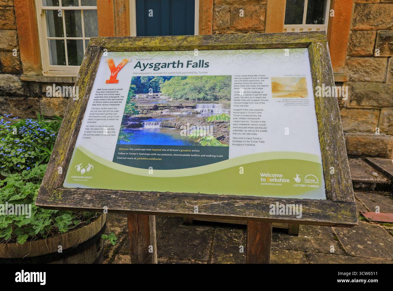 An information board outside Aysgarth Falls Yorkshire Dales National ...