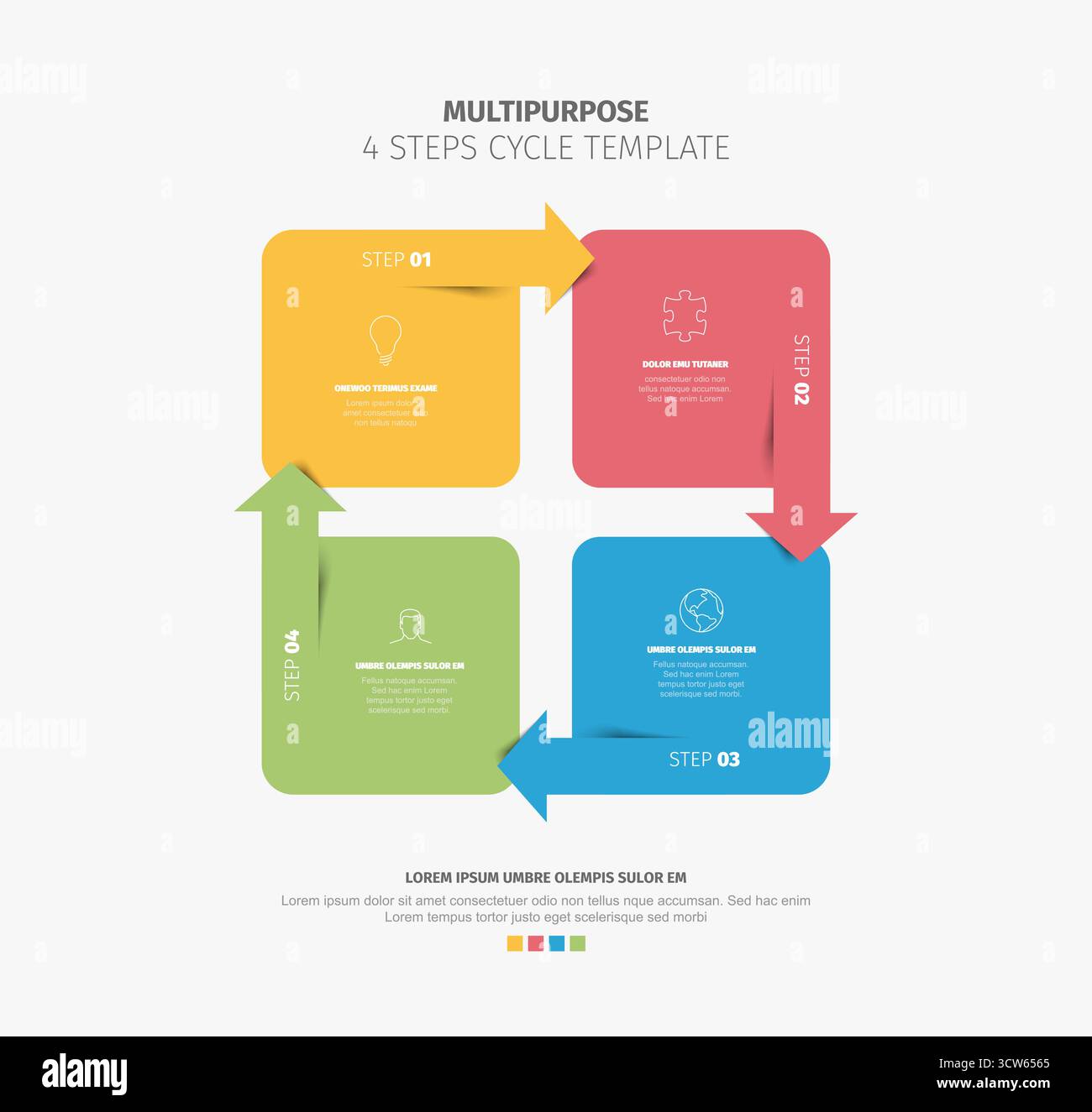 Multipurpose 4 steps cycle infographic template. Cyclic diagram with ...