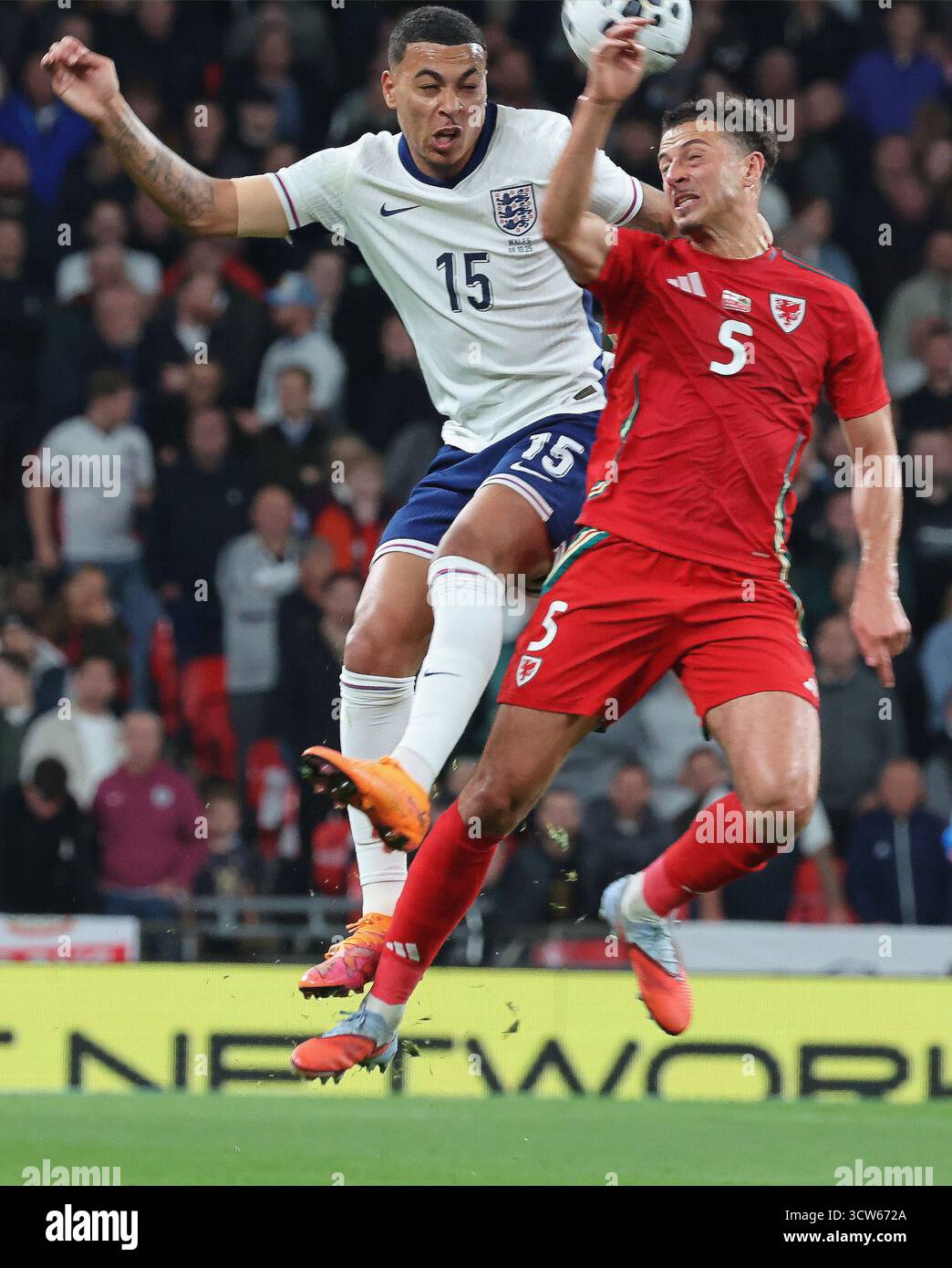 London, UK. 09th Oct, 2025. L-R Morgan Rogers(Aston Villa)of England ...