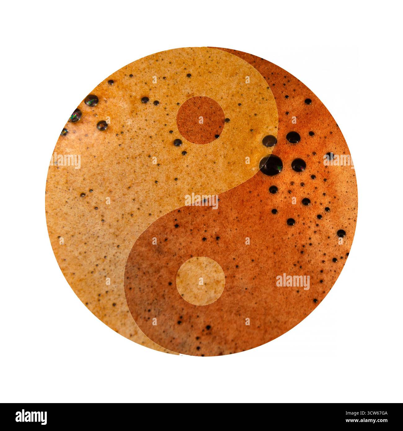 Abstract circle with yin yang symbol in warm earthy tones representing ...