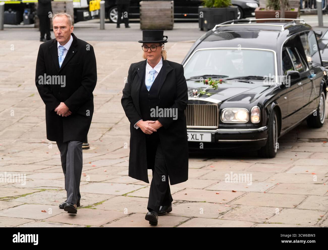 The funeral cortege for Ricky Hatton arriving at Manchester Cathedral ...