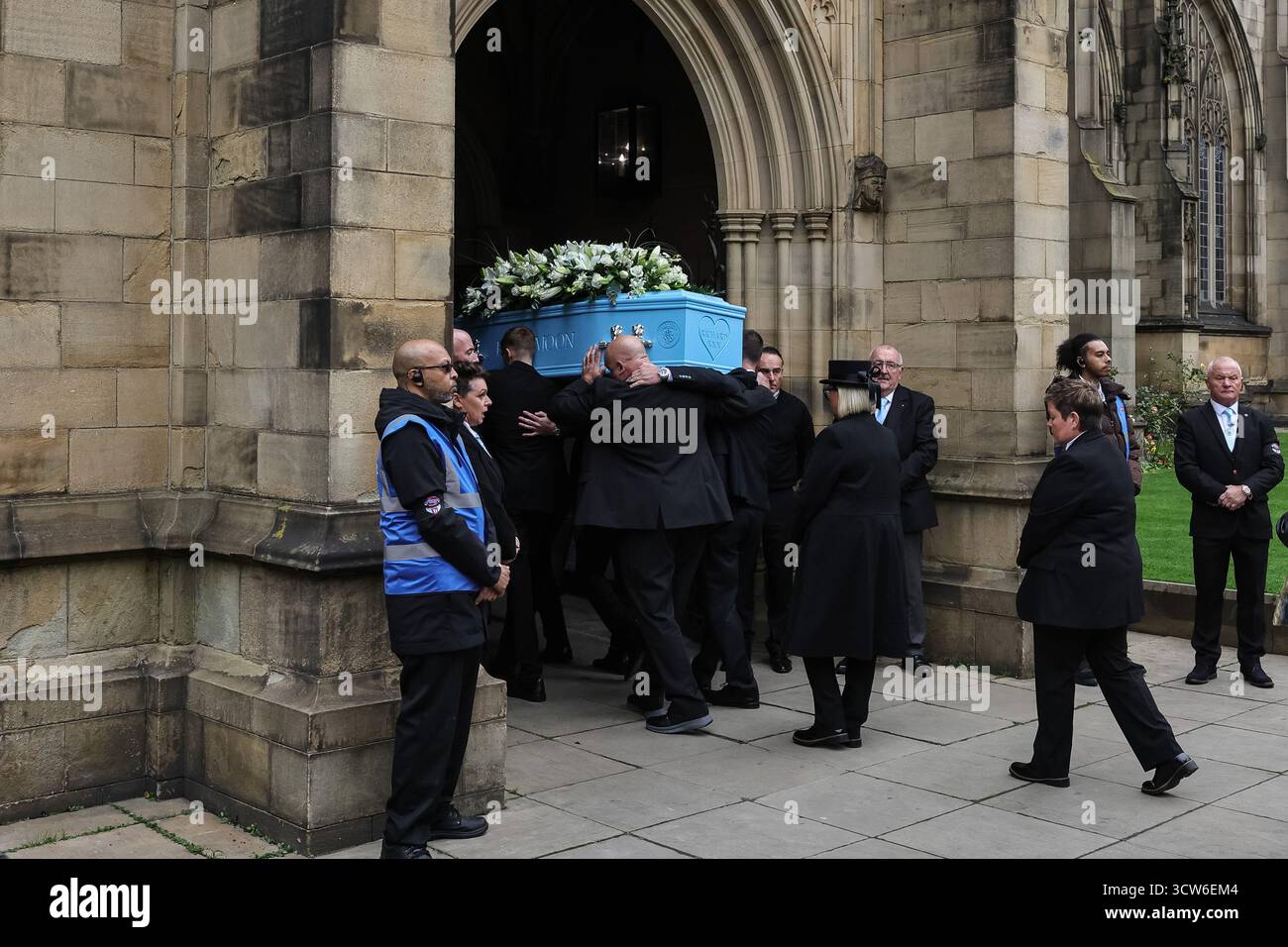 Manchester, UK. 10th Oct, 2025. Richard John Hatton MBE's coffin is ...