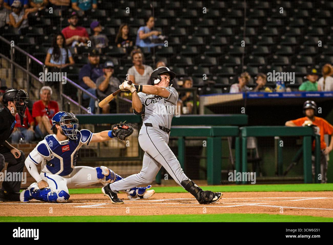 Glendale Desert Dogs designated hitter Sam Antonacci (10) grounds out ...