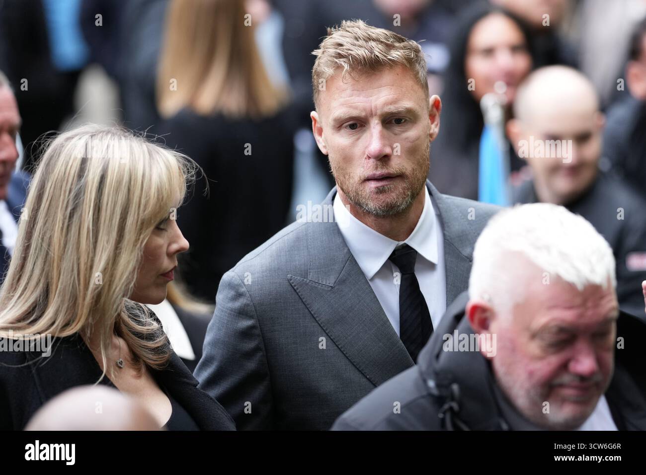 Former England cricketer Freddie Flintoff attends the funeral for boxer ...
