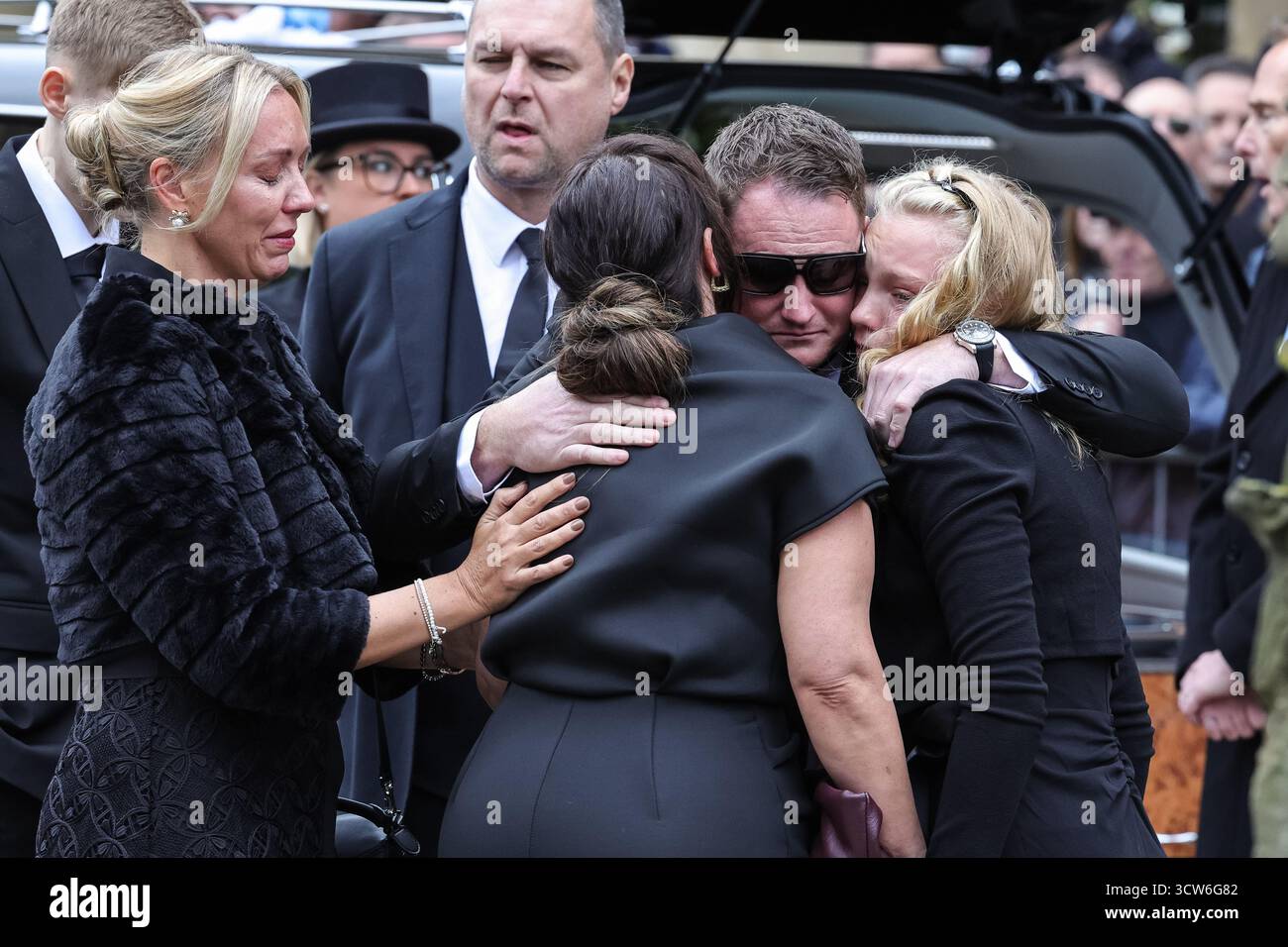 Ricky Hatton’s family mourn as his coffin arrives during Ricky Hatton ...