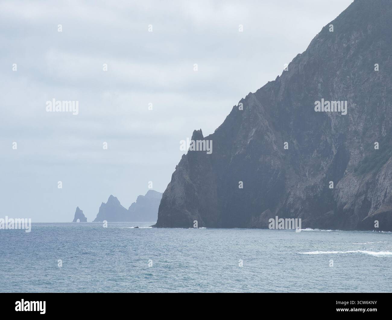 Moody Anaga volcanic coast and sea stacks - Dramatic and moody view of ...