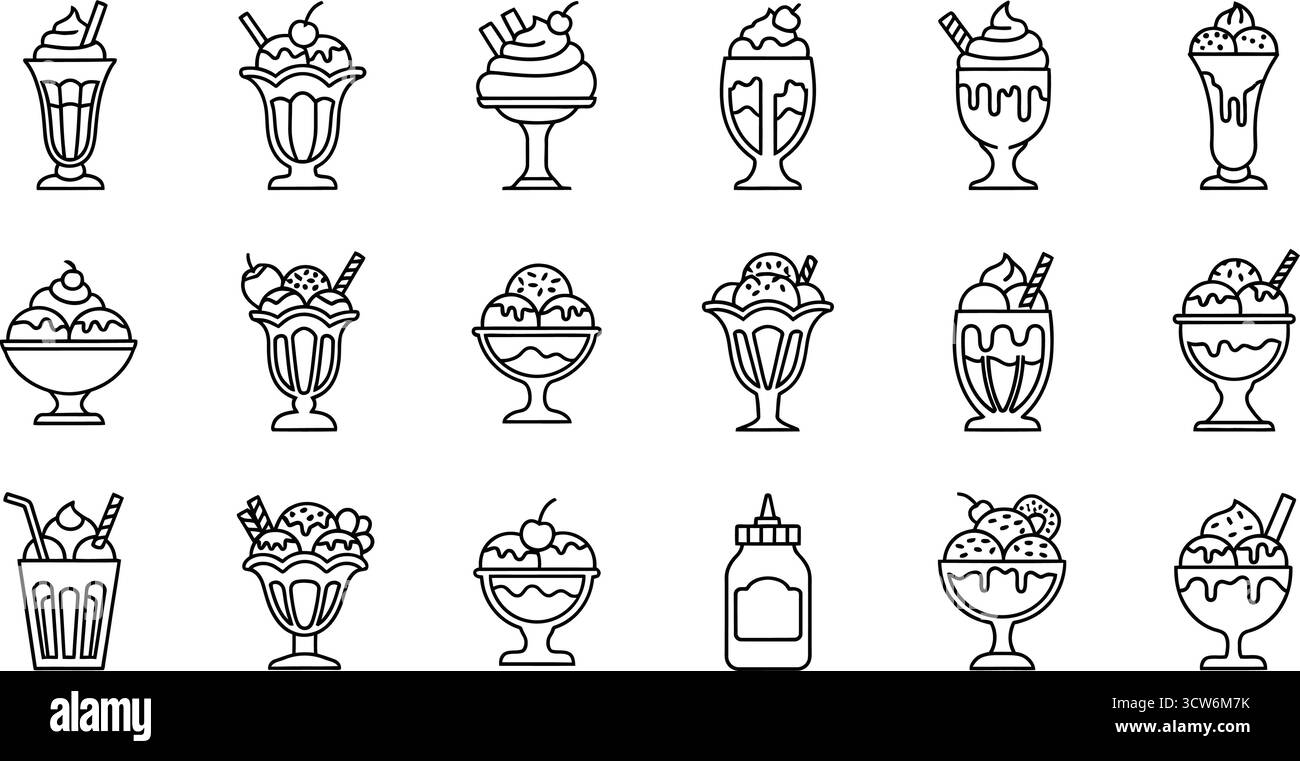 Collection of ice cream sundaes, a sweet and refreshing dessert Stock ...