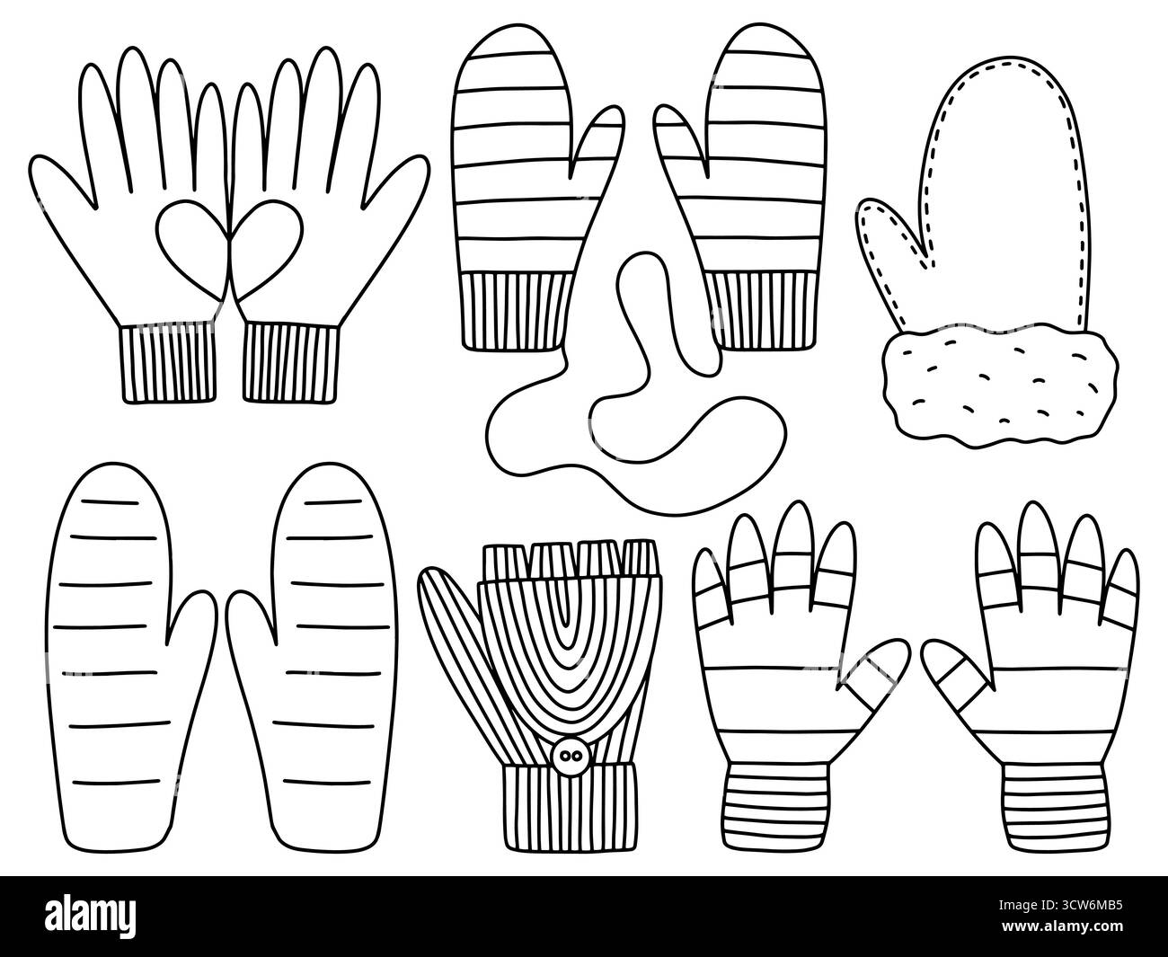 Winter mitten vector sketch Cut Out Stock Images & Pictures - Alamy