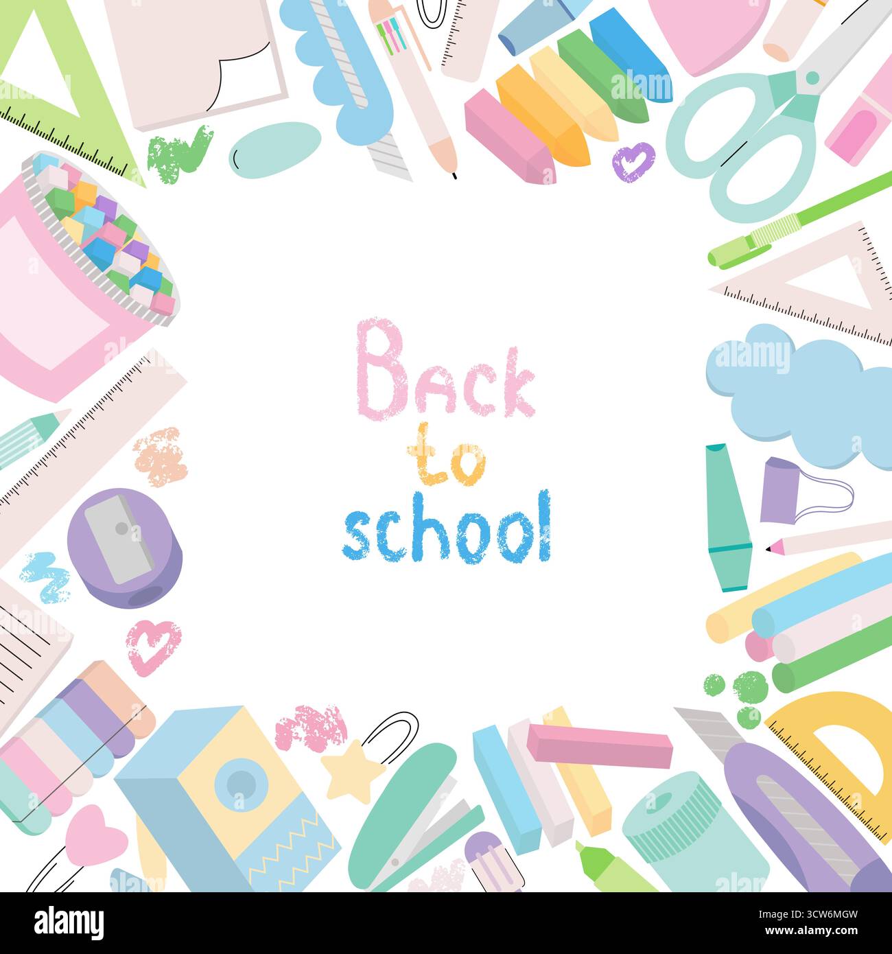 School stationery frame back text Stock Vector Images - Alamy