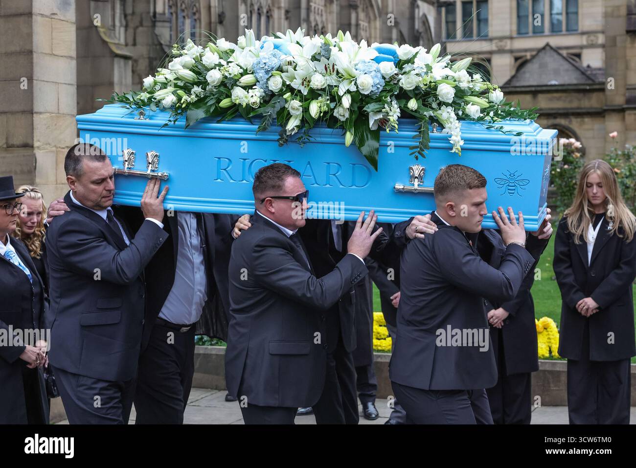 Richard John Hatton MBE’s coffin is carried out of the Cathedral after ...