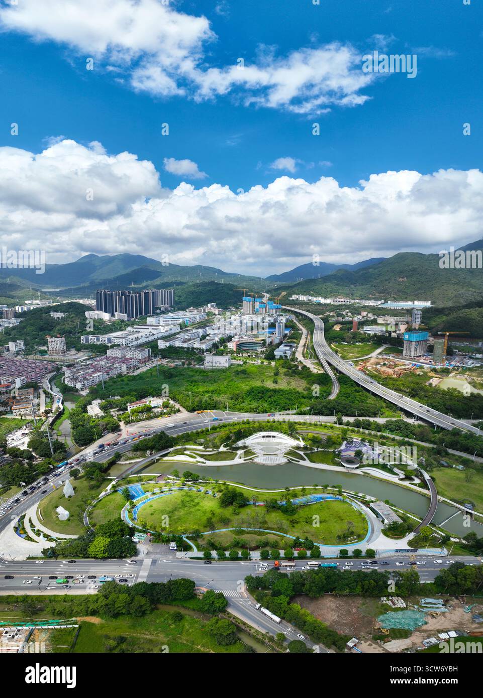 Aerial photography of Kwai Chung Ecological Park in Dapeng New District ...