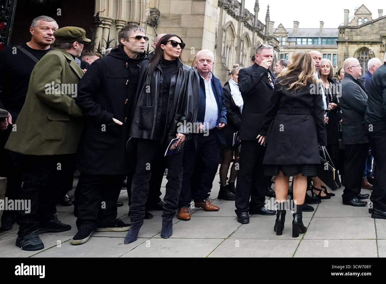 Liam Gallagher and Debbie Gwyther leaving the funeral of Ricky Hatton ...