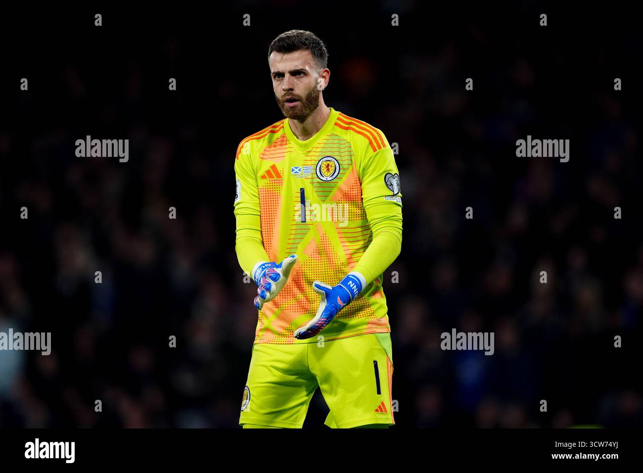 Scotland goalkeeper Angus Gunn during the FIFA World Cup European ...