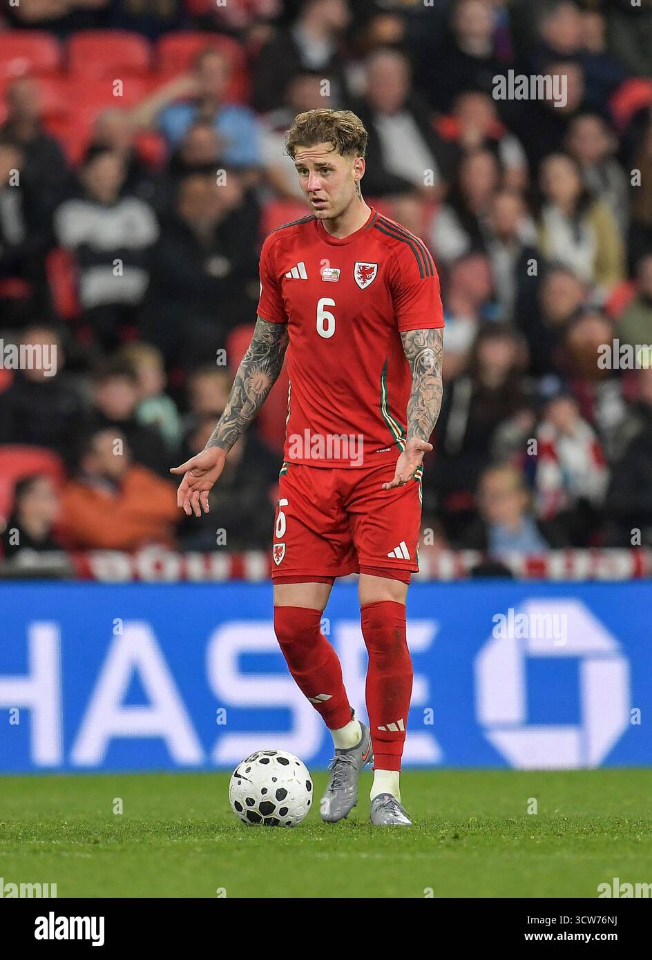 Joe Rodon of Wales in action during the International Friendly match ...